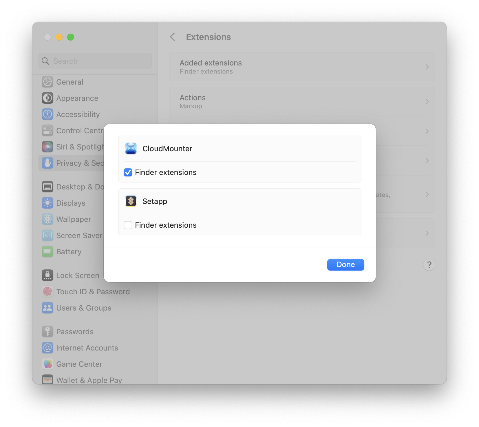 How to enable the context menus and status icons in Finder